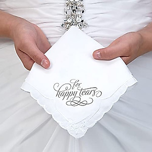 Lillian Rose Wedding Happy Tears Keepsake Hankie, 12", White