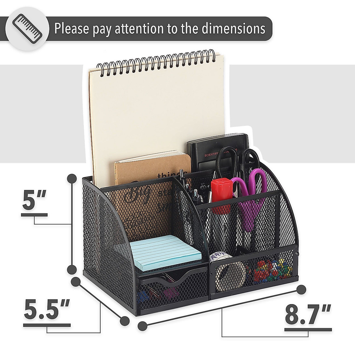 Mr. Pen- Mesh Desk Organizer, Black, Pen Holders Organizers, Desk Pencil Organizer, Pen /Pencil Holder, Pen Organizer for Desk