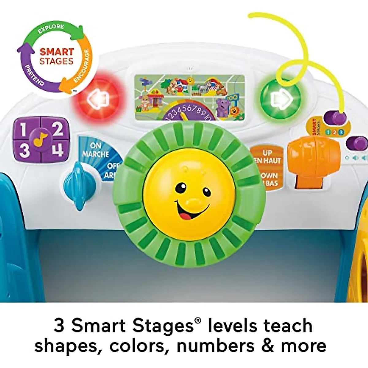 Fisher-Price Laugh & Learn Baby Activity Center, Crawl Around Car, Interactive Playset with Smart Stages for Infants & Toddlers, Blue (Amazon Exclusive)