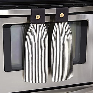Hanging Kitchen Towels - Black Ticking Stripe - Sets of 2