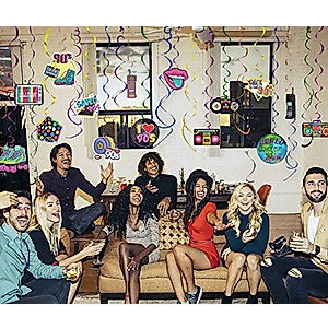 30 pcs 90s Party Decorations Hanging Swirls for Adults Back to 1990's Party Decor Favors for 90s Theme Birthday Party Decorations Supplies