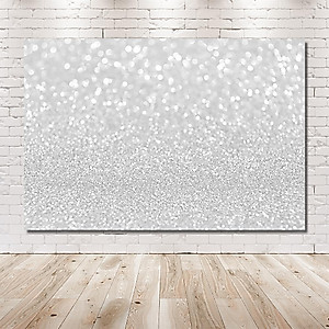 MEHOFOND Sliver Valentine Bokeh Photography Backdrop Shinny Sparkle Abstract Halos Background Galentines Day Wedding Baby Shower Birthday Party Decorations Banner Portrait Photo Booth Props 7x5ft