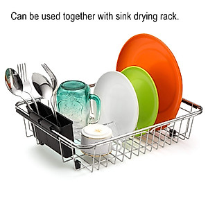 iPEGTOP Cutlery Utensil Silverware Drying Rack Basket Holder with Hooks - Flatware Storage Solution for Kitchen Dish Drainer Dish Drying Rack, Black