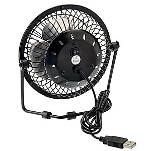 iMBAPrice (Pack of 2) 4" USB Mini Desktop Metal Fan with ON/Off Switch for PC/Laptop (Black)