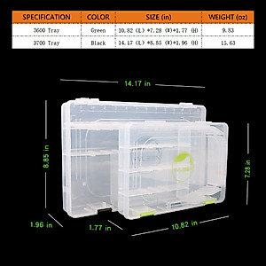 YVLEEN Fishing Tackle Boxes - 3600 3700 Tackle Box Plastic Storage Organizer Box with Removable Dividers - 2packs/4packs Tackle Trays - Included 2pcs of Extra Clip