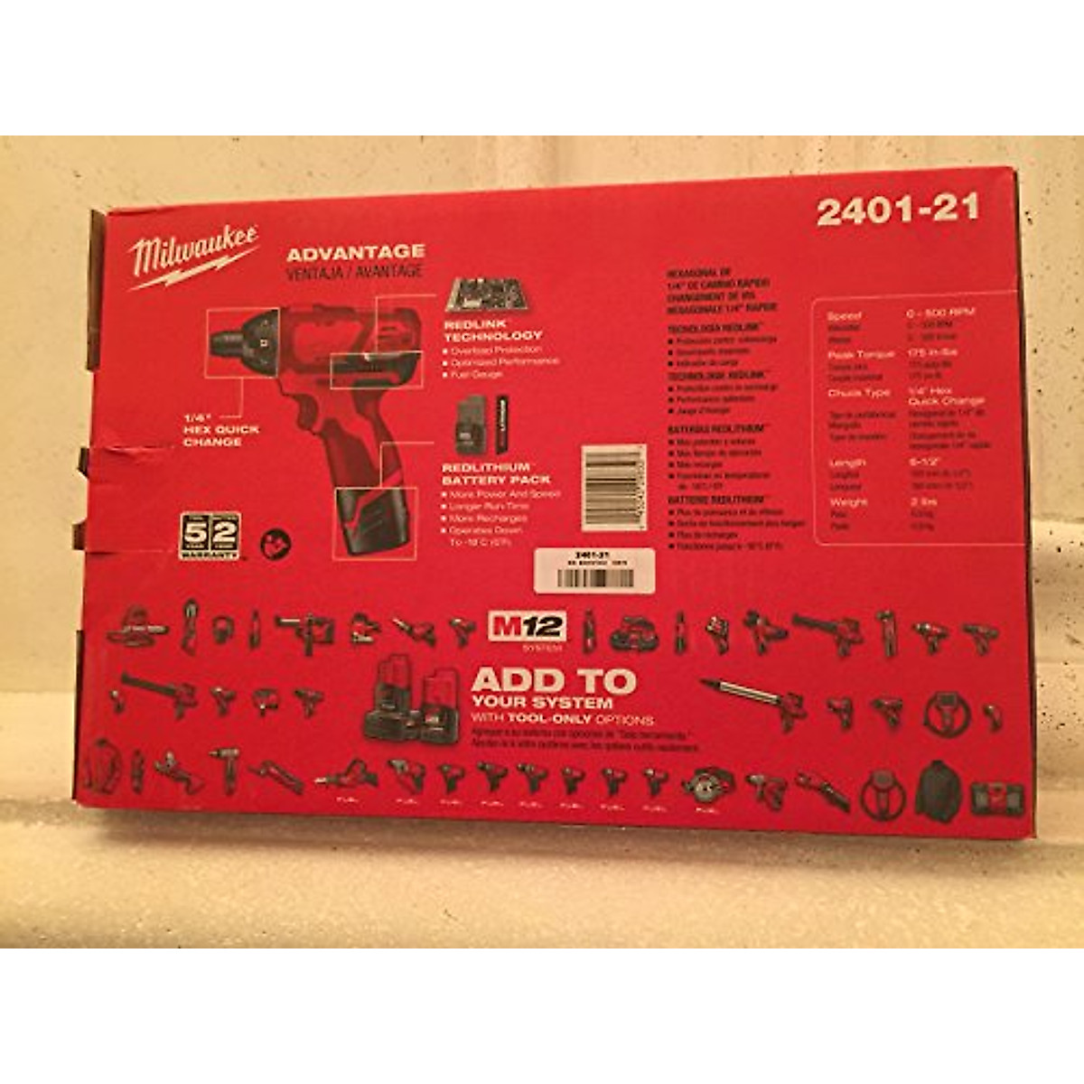 MILWAUKEE ELECTRIC TOOL 2401-22 M12 Cordless 12V Lithium-Ion Screwdriver with Two Batteries, Charger and Case, 1" x 1" x 1"