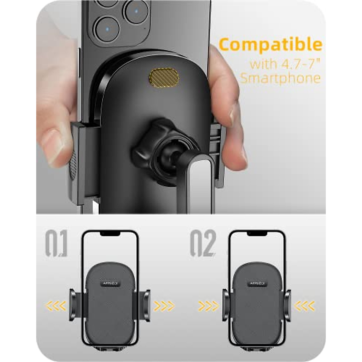 Cell Phone Stand for Desk, Adjustable Desk Phone Stand, Thick Case Friendly Cell Phone Holder Desk, Heavy Duty Phone Stand for Recording Office Home, Compatible with iPhone 14 13 12 11, Galaxy s20