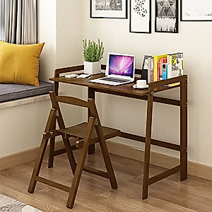 HollyHOME Bamboo Writing Desk with Baffle, 33.07"(L) x16.93(W) x31.50(H), Study Computer and Laptop Desk, Home Office Desk, Freestanding Portable Dressing Gaming Table for Apartment, Bedroom