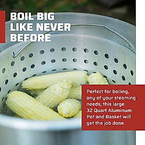 Camp Chef Aluminum Pot & Basket - Includes Lid, Basket & Removal Hook - Perfect for Boiling, Simmering & Steaming - Easy-to-Clean Cooking Pot - 32 Quart Pot
