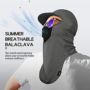 SUNMECI Balaclava Sun Protection Breathable Brim Full Face Mask Cooling Fishing Boating Cycling Sun Mask for Men Women Grey