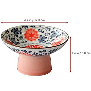 Kichvoe Footed Fruit Bowl Ceramic Fruit Bowl Footed Decorative Fruit Holder Dessert Display Stand Food Snack Storage Tray for Home Kitchen Counter Ceramic Fruit Plate