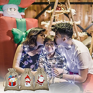 ARTLYMERS 24 Pack Easter Burlap Bags, Bunny Burlap Gift Bags with Drawstring, Linen Jute Goody Gift Bags for Easter Gift Wrapping Kids Party Favor Supply