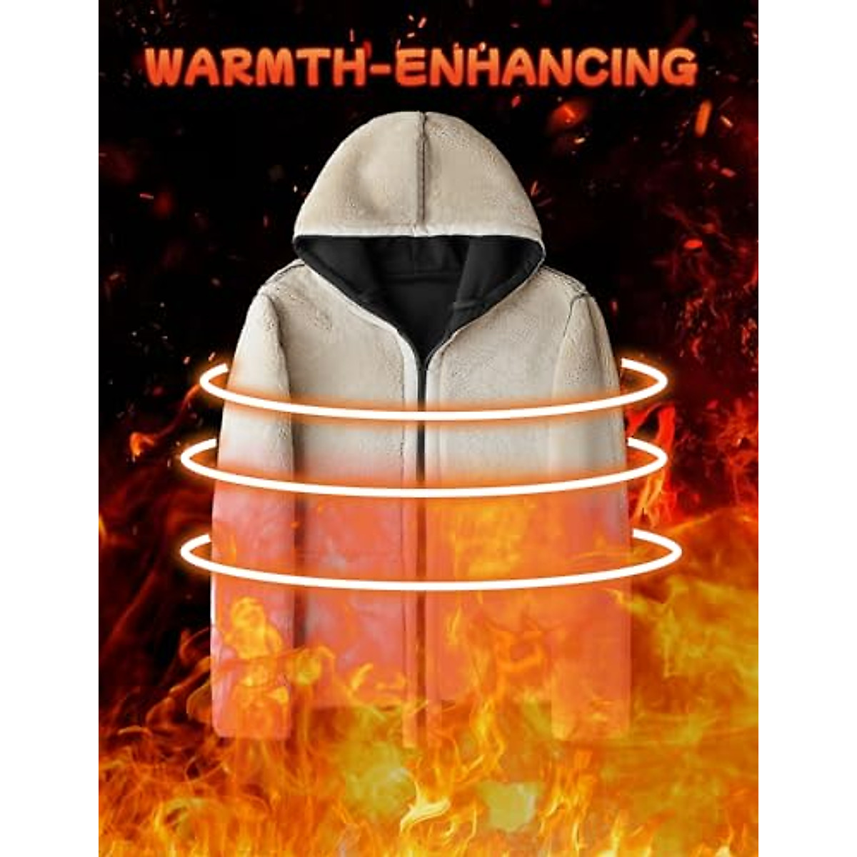 Flygo Men's Sherpa Hoodie Jacket Fleece Lined Zip Up Warm Hoodies Sweatshirt Winter Zipper Sweater Hooded Coat (Medium, Dark Grey)