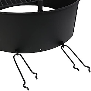 Sunnydaze 36-Inch Heavy-Duty 2mm Thick Steel Wood-Burning Fire Ring with Cooking Grate and Fire Poker