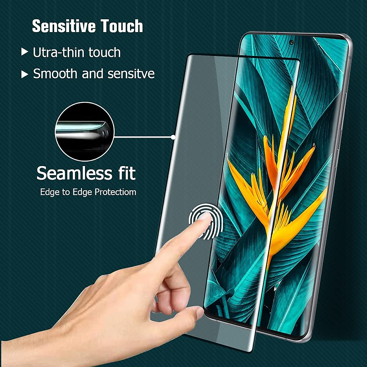 [2+2 Pack] S21 Ultra 5G Glass Screen Protector, HD Clear 9H Tempered Glass Scratch Resistant, Fingerprint Unlock, 3D Curved, Bubble-Free for Samsung Galaxy S21 Ultra Glass Screen Camera Protector (6.8