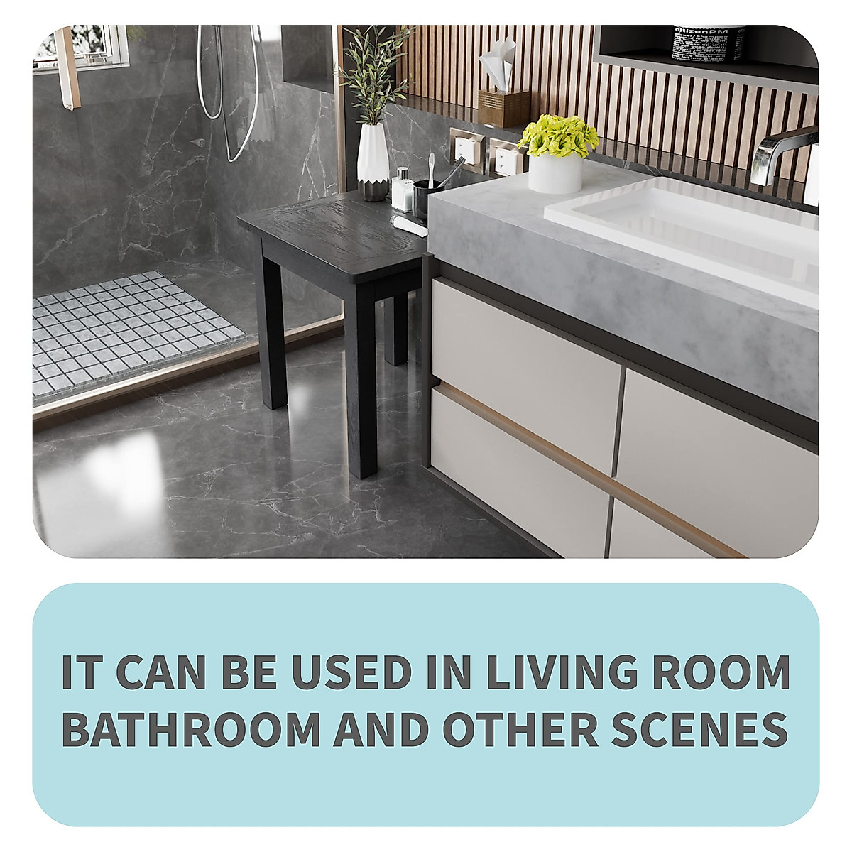 YEFU Oversize Outdoor Side Table, 18 Inch Outside Plastic Adirondack Side Table Weather Resistant, HIPS High Strength Poly Wood Rustproof Waterproof Material for Patio, Pool, Front Porch Table(Blue)