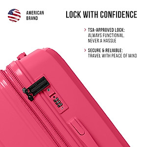 Feelway Travel 3-Piece Hard Side Luggage Set Durable, Expandable Design with 360° Double Spinner Wheels, TSA Lock, Telescopic Handle, Secure Zipper (Pink, Set of 3 (20", 24", 28"))