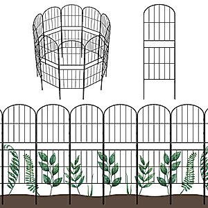 OUSHENG Decorative Garden Fence No Dig Fencing 10 Pack, 37.5in (H) x 10ft (L) Rustproof Metal Wire Panel Border Animal Barrier for Dog, Flower Edging for Yard Landscape Patio Outdoor Decor, Arched
