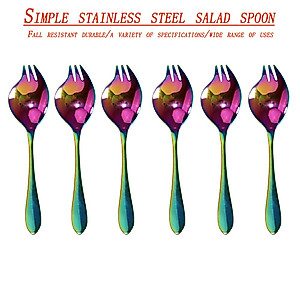 Lmylzfc 1 set of 6 pieces Salad Spoon Salad Spoons for Serving Salad Spoon and Fork Serving set Stainless Steel Salad Spoon