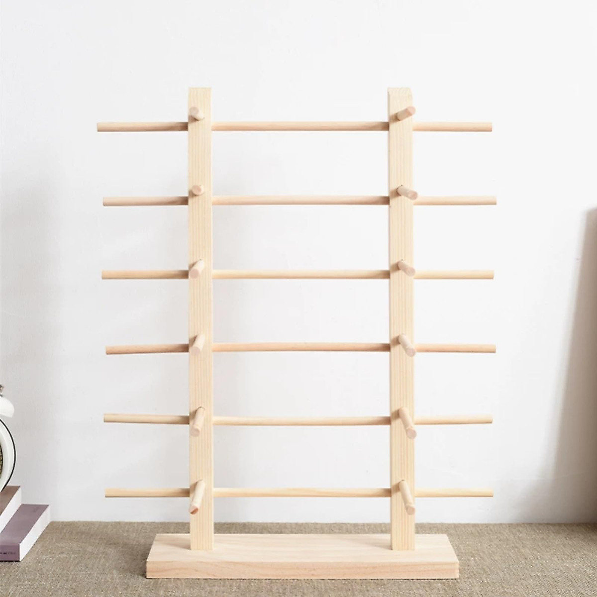 TANG SONG 1 PCS Solid Wood Glass Display Holder Sunglass Display Holder Wood Glass Display Rack Double Linen Glass Showcase (Double Row 12 Pairs)