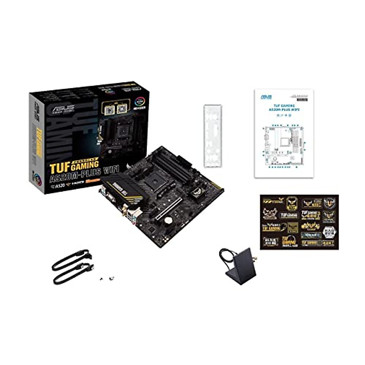 ASUS TUF Gaming A520M-PLUS (WiFi) AMD AM4 (3rd Gen Ryzen™) microATX Gaming Motherboard (M.2 Support, 802.11ac Wi-Fi, DisplayPort, HDMI, D-Sub, USB 3.2 Gen 1 Type-A and Aura Addressable Gen 2 headers)