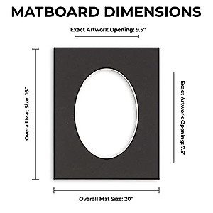 16x20 Mat Bevel Cut for 8x10 Photos - Precut White Linen Canvas Oval Shaped Photo Mat Board Opening - Acid Free Matte to Protect Your Pictures - Bevel Cut for Family Photos, Pack of 1 Matboard