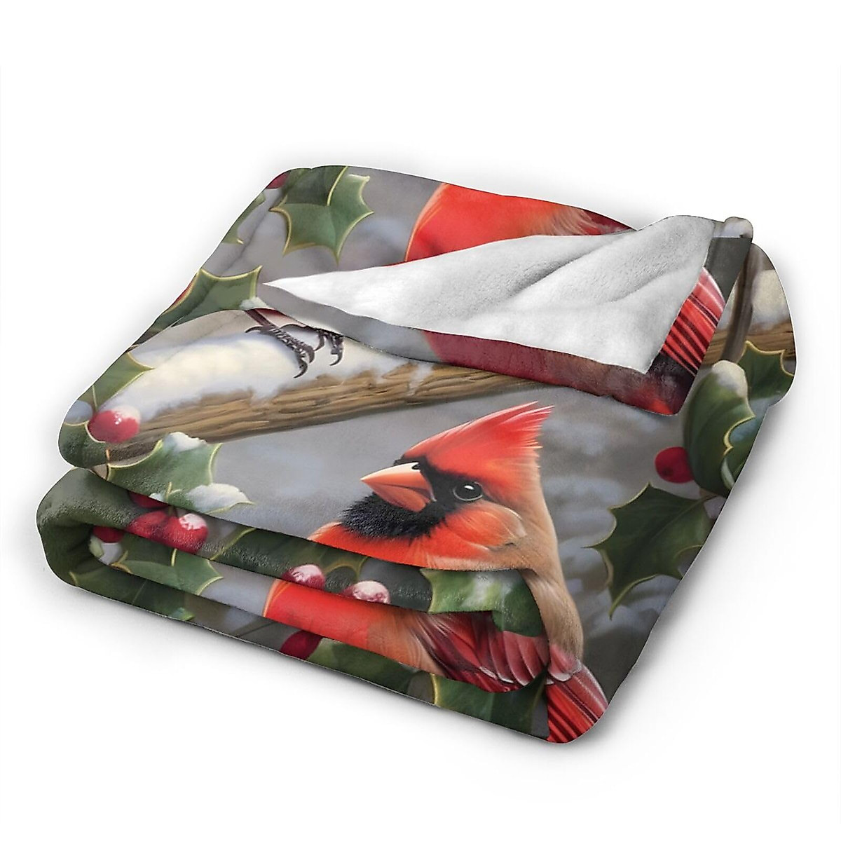 Red Birds Ultra-Soft Fleece Throw Blankets, Christmas Blanket for Bed Couch Sofa, All Seasons Home Camper Travel 60"x50"