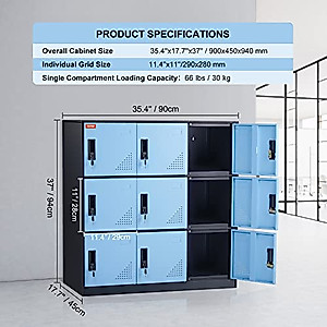 VEVOR 9 Doors Storage Cabinet, Black-Blue