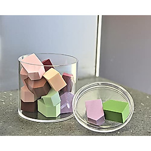 DAPOWER 20-Ounce Qtip Holder Storage Canister Set of 2, Clear Plastic Apothecary Jar with Lid, Bathroom Makeup Organizer for Cotton Ball, Cotton Swab, Pads, Powder Puffs (2)