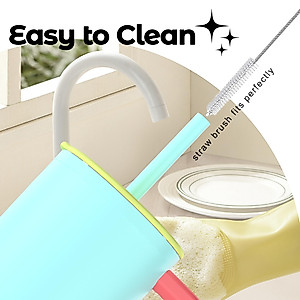 winiwo 40 oz Tumbler with Handle and Straw for Her, Flexible Straw, Insulated Tumbler Cups with Silicone Bottom, Keeps Beverages Cold Up to 24 Hours, Gym/Work/Travel/School/Gift（Elegant Blue）