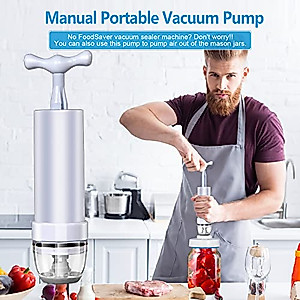 YEIO Mason Jar Sealer and Accessory Hose Compatible with FoodSaver Vacuum, a Manual Portable Pump Can Opener, Kit for Ball Regular & Wide-Mouth, kitchen Tools, White