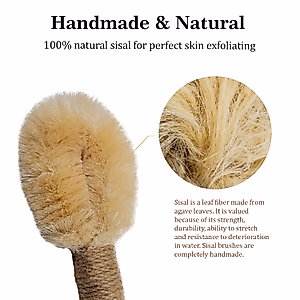 Sisal Dry Body Brush, Natural Bristle Exfoliating Brush, Body Scrubber for Skincare and Beauty to Improve Blood Circulation Exfoliate Skin, Healthy Therapeutics, Reduce Cellulite, Stop Ingrown Hairs