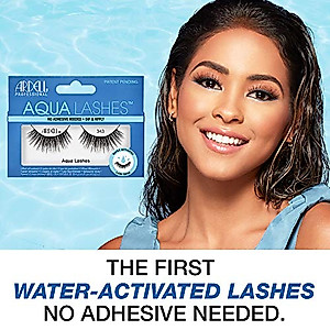 Ardell Aqua False Strip Lashes 343, Reusable, Lightweight, Water Activated Falsies, No Lash Glue Required, 4 Pack