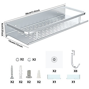 Shower Caddy Bathroom Shower Organizer No Drilling/Drilling Install Shower Shelf for Inside Shower with 8 Hooks Detachable Wall Mounted Shower Shelves for Dorm Bathroom Toilet Kitchen Storage