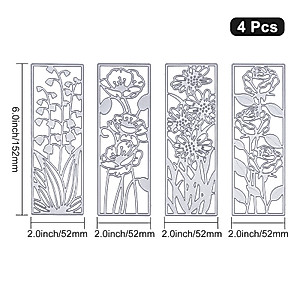 ORIGACH 4 Pcs Metal Flower Frame Cutting Dies for Card Making Embossing Stencil Die Cuts for Scrapbooking DIY Flower Bookmark Card Decoration