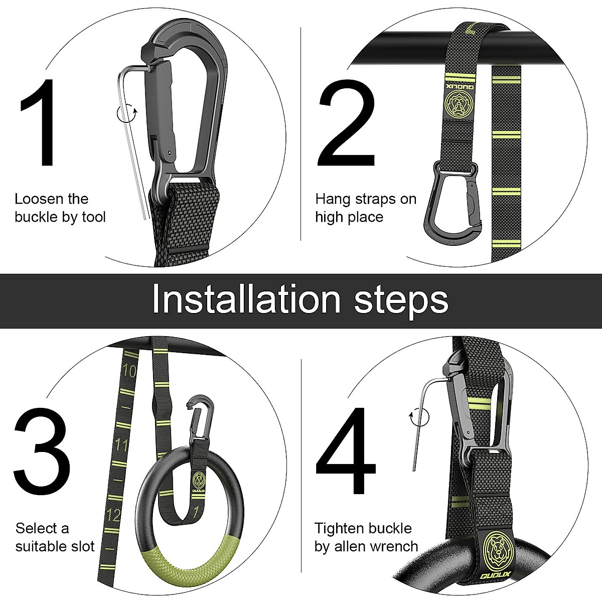 Gymnastic Rings with Adjustable Straps, Gymnastics Rings for Men with Anti-slip Tape, All-in-One Suspension Trainer Straps, Strong Buckle Pull Up Rings with Straps for Gym, Exercise, Workout, Crossfit