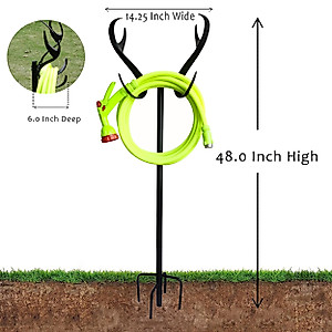 BSTWISH Iron Antler Hose holder - Decorative Hose Butler Hose Reel - Antler Hose Stand Hanger, Heavy Duty Reindeer Water Hose Rack