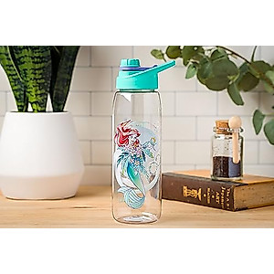 Silver Buffalo Disney The Little Mermaid Ariel Hydration Tracker Schedule Water Bottle With Screw-On Lid, 28 Ounces