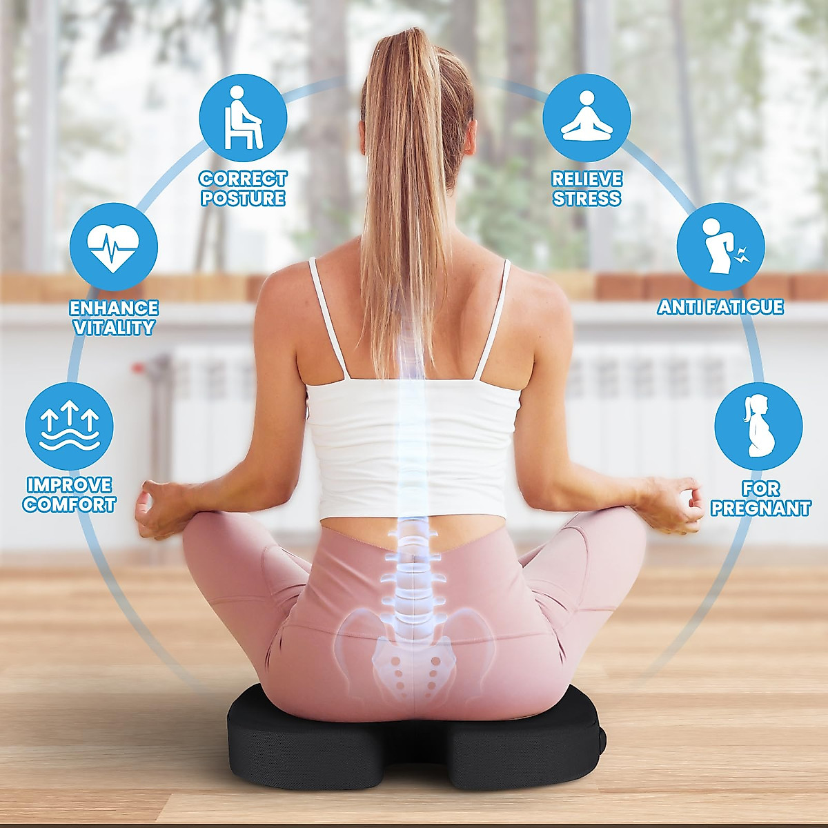 TushGuard Seat Cushion, Office Chair Cushions, Car Seat Cushion, Non-Slip Sciatica & Back Coccyx Tailbone Pain Relief Chair Pad, Memory Foam Butt Pillow for Computer Desk, Office Chair