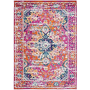 Safavieh Madison Collection 9' x 12' Fuchsia/Gold MAD154R Boho Chic Medallion Non-Shedding Area Rug