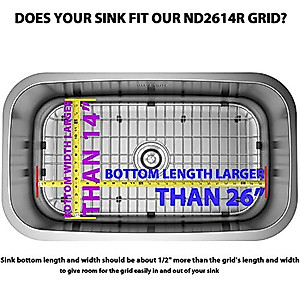 Serene Valley Sink Bottom Grid 26" x 14", Rear Drain with Corner Radius 3-1/2", ND2614R