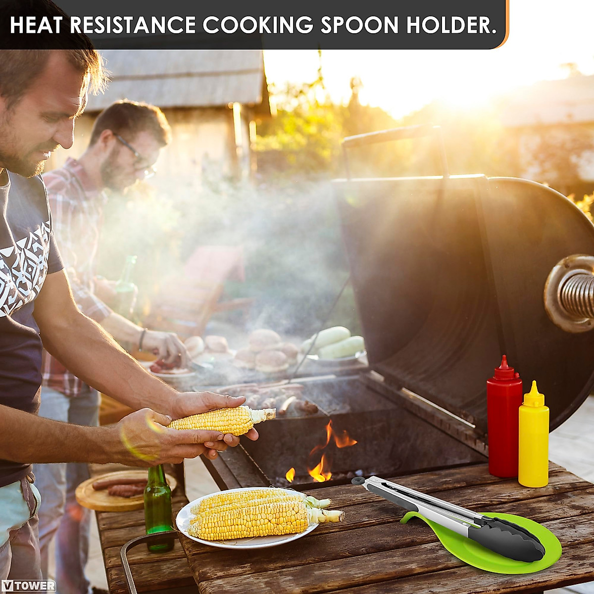 4Pcs Silicone Spoon Rest Set Kitchen Accessories - Heat Resistant Utensil Rest for Cooking Ladle Spoon Rest for Stove Top - Silicone Spatula Rest Spoon Rest Holder for Stove Top Kitchen Gadgets