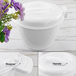 DOERDO Microwave Rice Cooker Round Microwave Food Container Vegetable Steamer Pot Microwave Cookware for Rice Chicken Pasta, 7.8x6.1 Inch