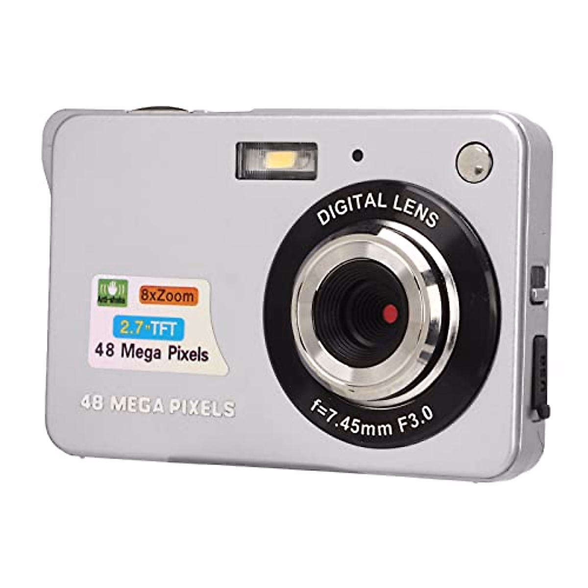 8X Zoom Digital Camera,4K 48MP Kids Camera with Fill Light,Vlogging Camera Portable 2.7in Screen (Silver)