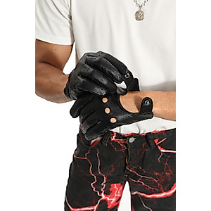 MGGMOKAY Mens Touchscreen Leather Driving Gloves Unlined,Camel,Medium