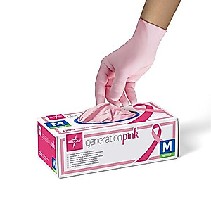 Medline Generation Pink Nitrile Exam Gloves, Disposable, Powder-Free, Pink, Large, Box of 250