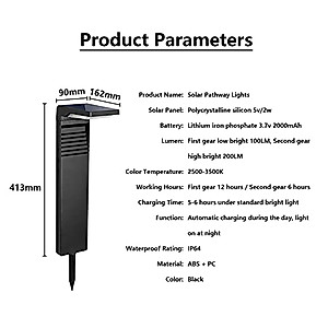 Cattlite Solar Outdoor Lights,L-Shaped Black Solar Pathway Lights,IP65 Waterproof Solar Garden Lights,for Path Patio Yard Walkway Warm White-2 Pack