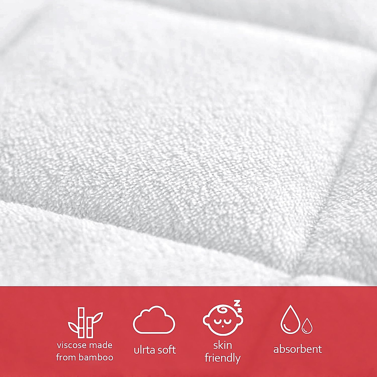 Diaper Changing Pad Liner Non-Slip, Waterproof Terry Mat Changing Pad Cover Liner, Quilted Absorbent Bassinet Liners Washable, 3 Pack 13"x 26" Reusable Portable Changing Table Pad White