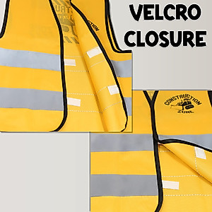 AnapoliZ Kids Construction Vest plus Hat Set | 2 Pcs Kids Construction Worker Vest & Hat Dress Up | Yellow Reflective Vest Construction, plus Yellow Plastic Childrens Hard Hat | Construction Costume