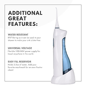 ToiletTree Products Oral Irrigator by Poseidon Portable and Cordless Water Flosser (w/Charging Cradle, White)